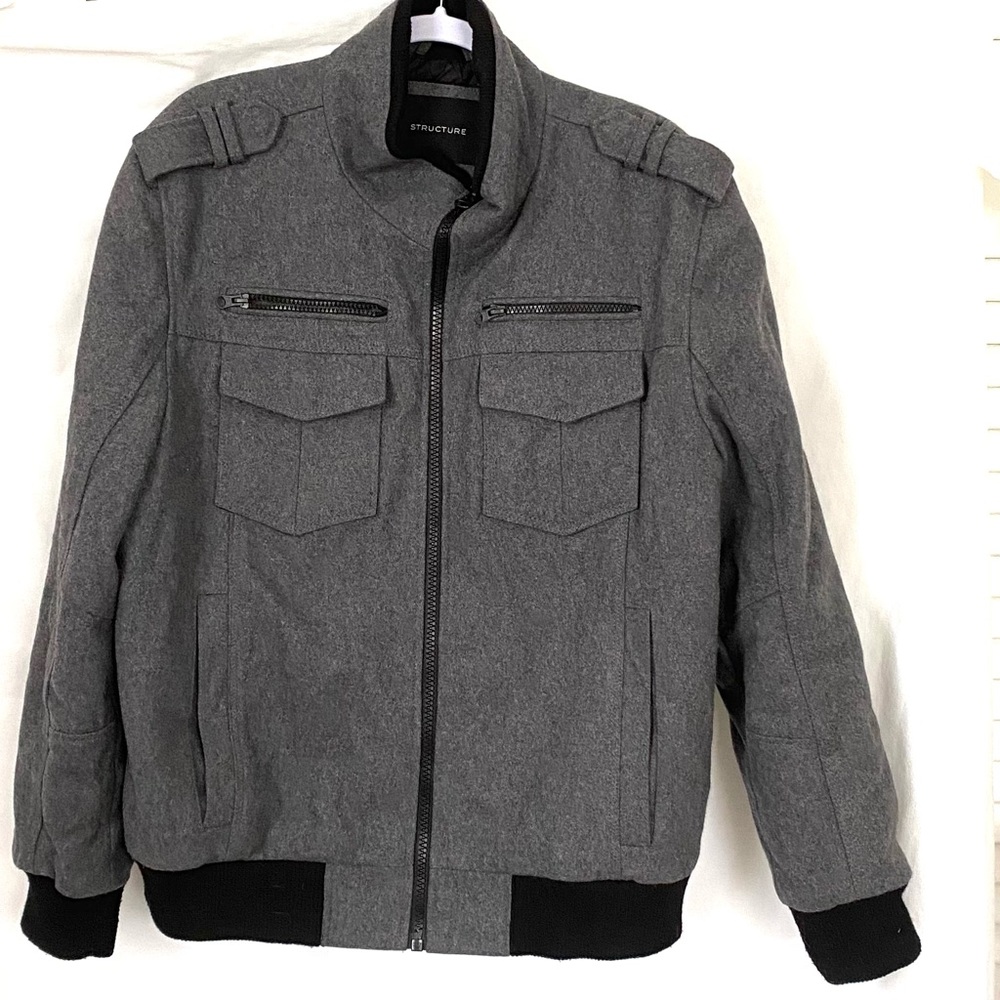 Structure Military Style Wool Blend Jacket Xl - Gem